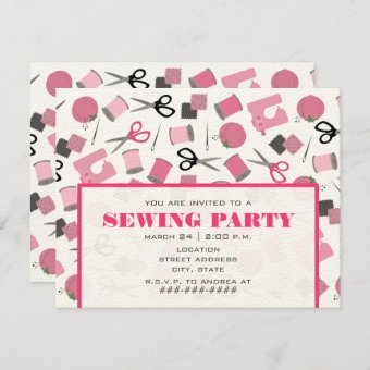 Pink Sewing Party Invitation | Zazzle