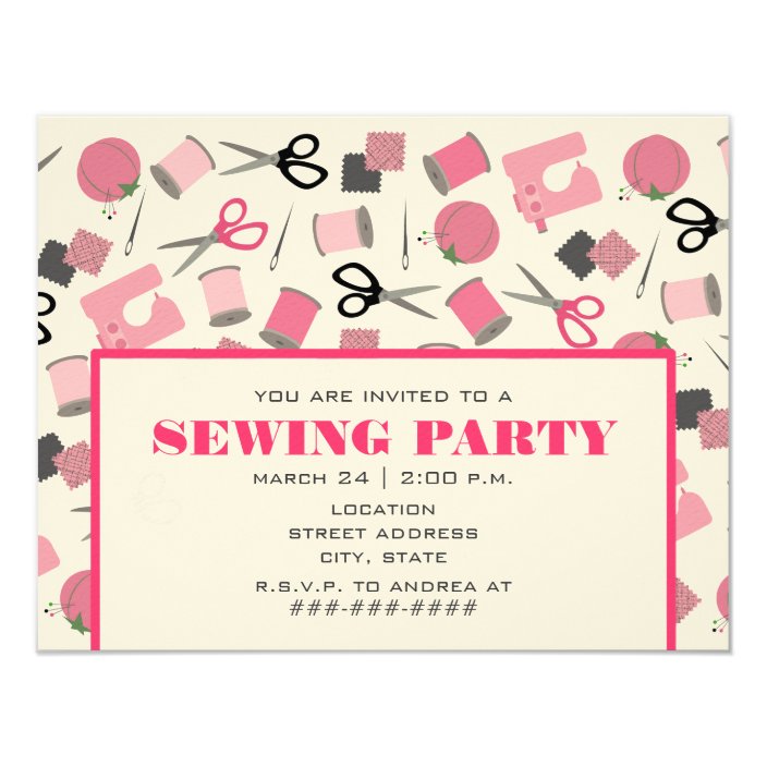 Pink Sewing Party Invitation | Zazzle.com