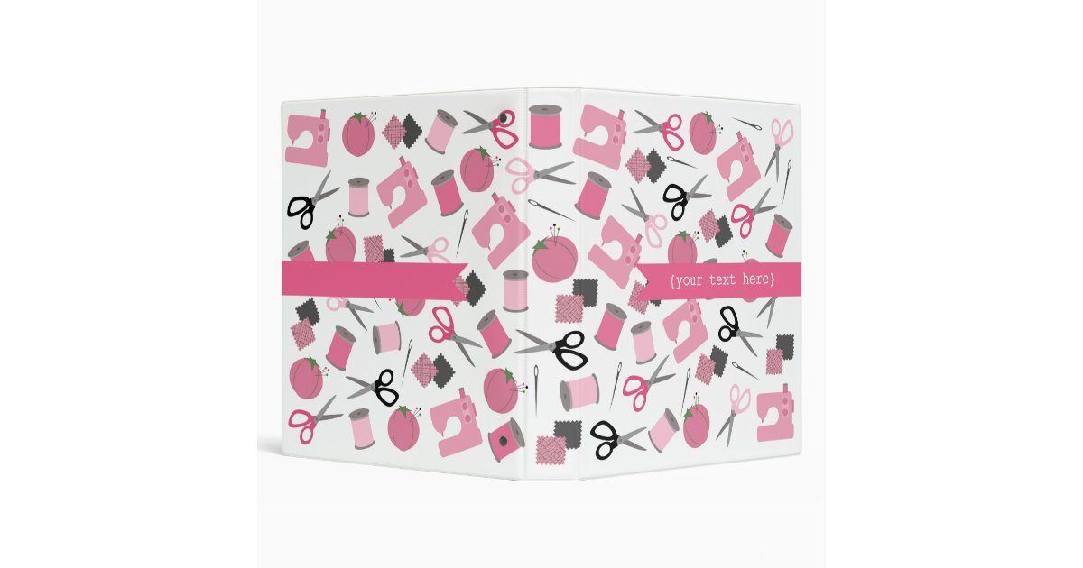 Pink Sewing Themed Personalized Binder | Zazzle