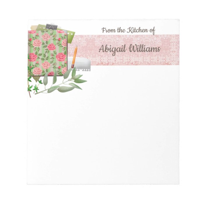 Pink Shabby Chic Kitchen Notepad | Zazzle.com