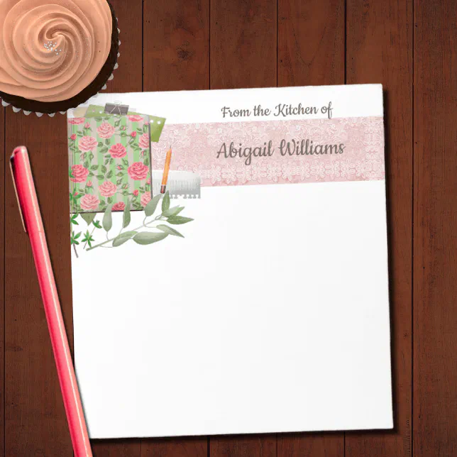 Pink Shabby Chic Kitchen Notepad | Zazzle