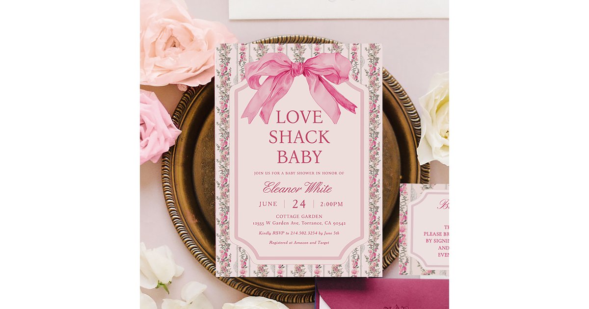Pink Shabby Chic Love Shack baby Shower Invitation | Zazzle