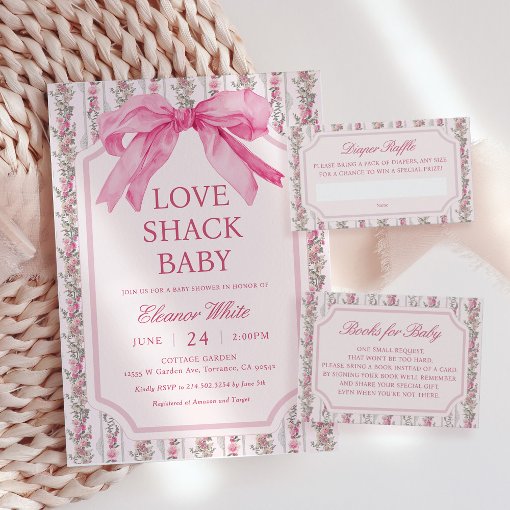 Pink Shabby Chic Love Shack baby Shower Invitation | Zazzle