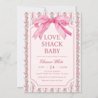 Pink Shabby Chic Love Shack baby Shower Invitation | Zazzle