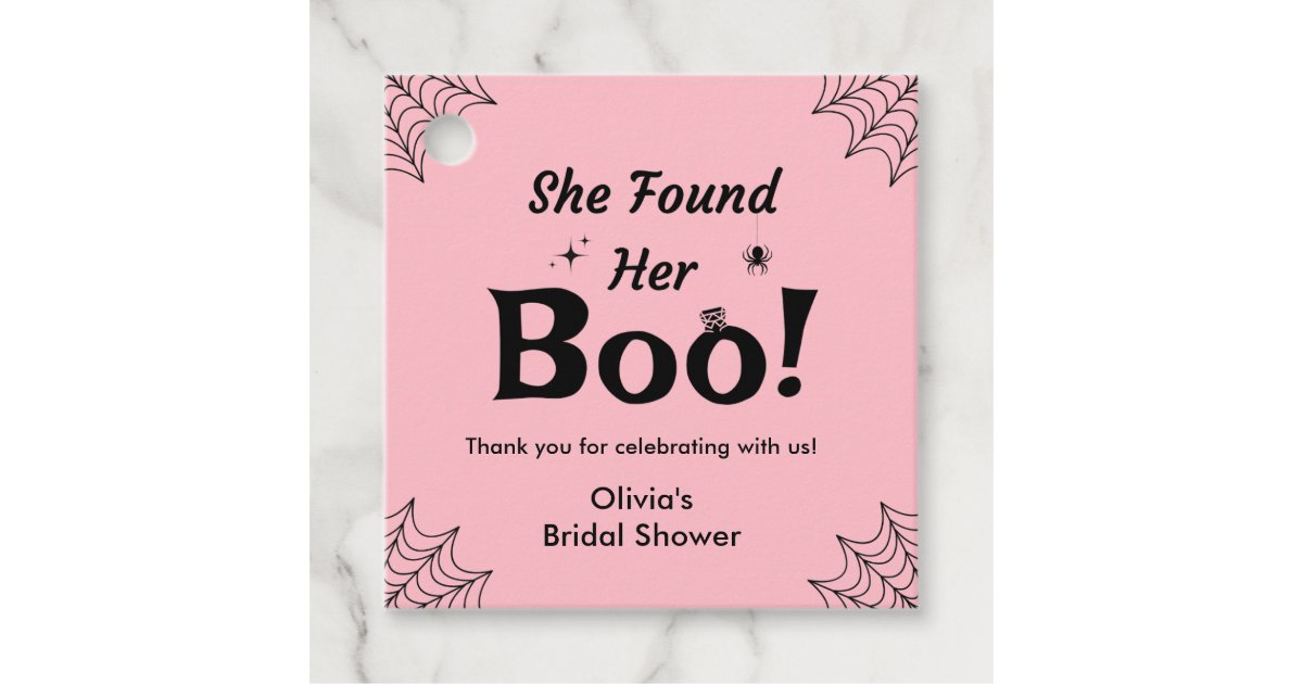 Pink She Found Her Boo Halloween Bridal Shower Favor Tags | Zazzle