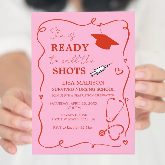 Pink She is Ready To Call The Shots Graduation Invitation | Zazzle
