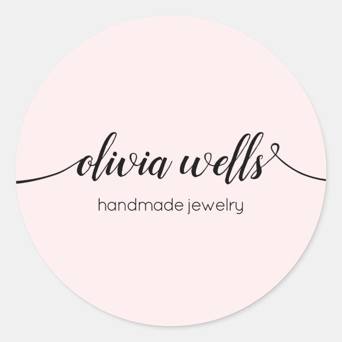 Pink Signature Script Classic Round Sticker | Zazzle.com