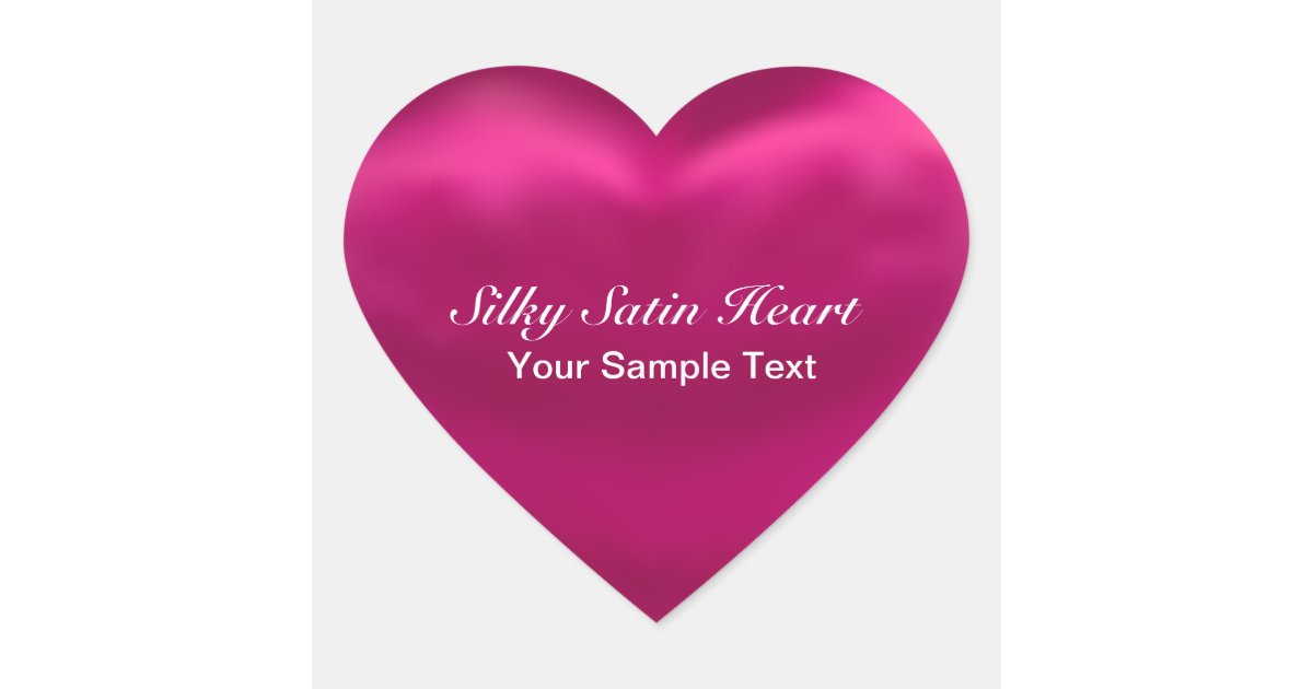 Pink Silky Satin Heart Heart Sticker | Zazzle