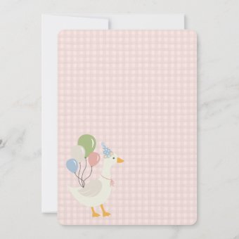 Pink Silly Goose Floral Gingham Birthday Party Invitation | Zazzle
