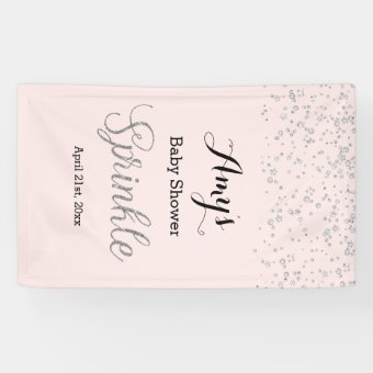 Pink Silver Baby Sprinkle Baby Shower Banner | Zazzle
