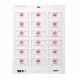 Pink & Silver Crown Party Confetti Invitation Label | Zazzle