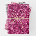 Pink & Silver Glitter Sparkle Wrapping Paper Sheets | Zazzle
