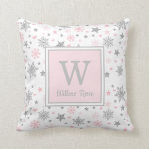 Pink Snowflake Decorative & Throw Pillows | Zazzle
