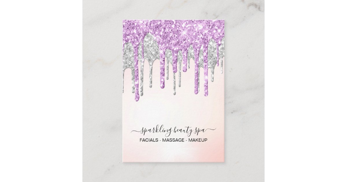 Pink SILVER MAGENTA Drip Dripping GLITTER AP7 Business Card | Zazzle