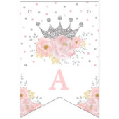 Pink Silver Royal Crown Princess Happy Birthday Bunting Flags | Zazzle