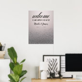 Pink Silver Sparkly Glitter Wedding Welcome Sign | Zazzle