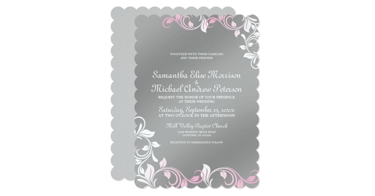 Pink|Silver Wedding Invitation | Zazzle.com