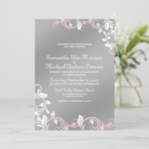 Pink|Silver Wedding Invitation | Zazzle