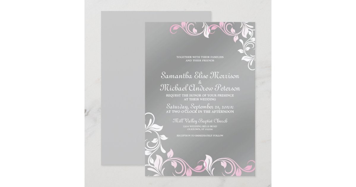 Pink|Silver Wedding Invitation | Zazzle