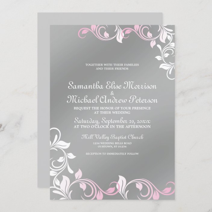 Pink|Silver Wedding Invitation | Zazzle.com