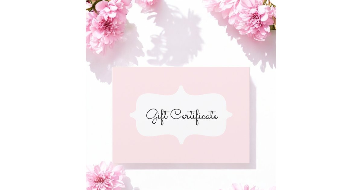 Pink Simple Gift Certificate Card | Zazzle
