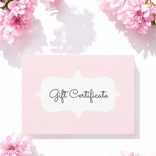 Pink Simple Gift Certificate Card | Zazzle