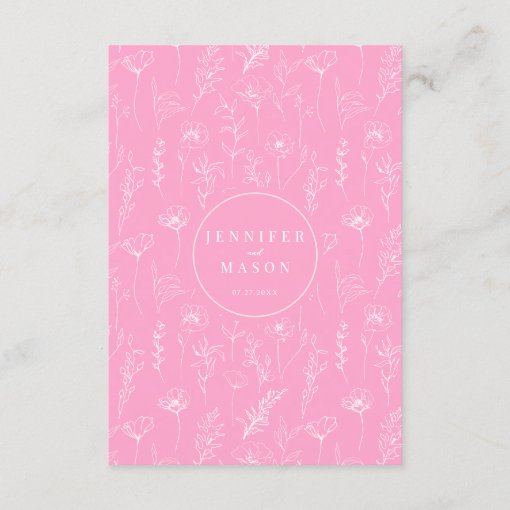 Pink simple minimalist floral wedding menu cards | Zazzle