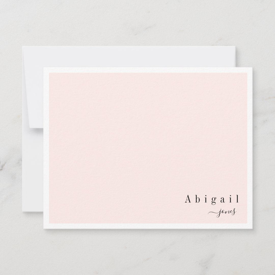 Pink Simple Script Modern personalized Stationery Note Card | Zazzle