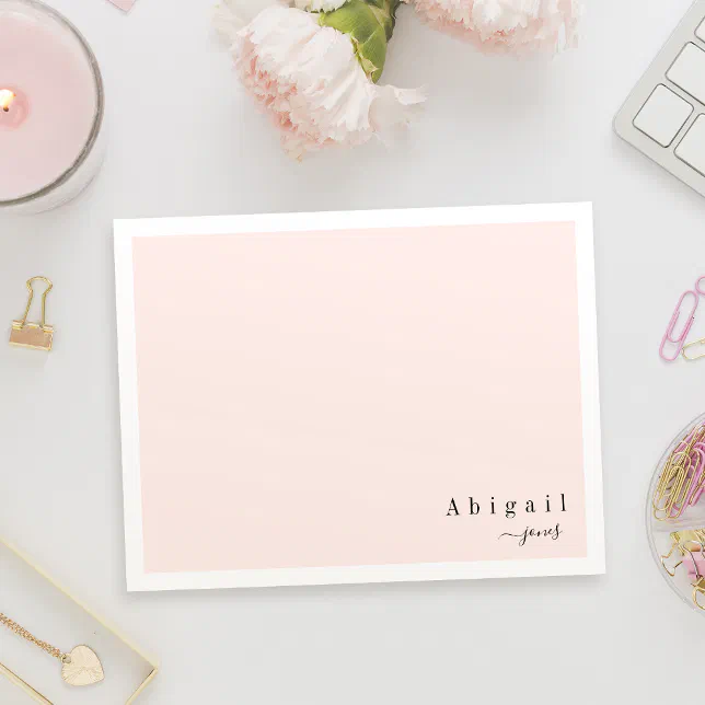 Pink Simple Script Modern personalized Stationery Note Card | Zazzle