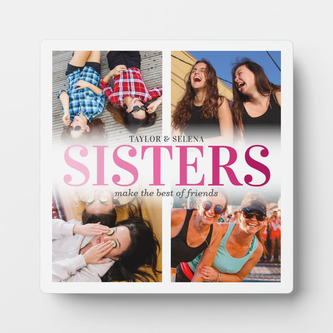 Pink Sisters Photo Collage Plaque | Zazzle