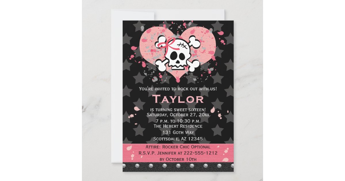 Pink Skull Birthday Invitations | Zazzle