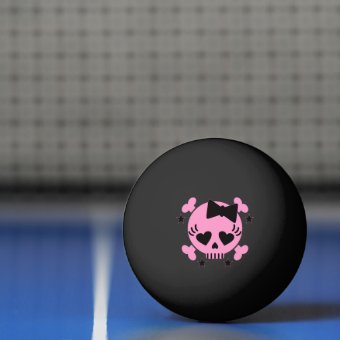 Pink Skull Black Ping Pong Ball | Zazzle