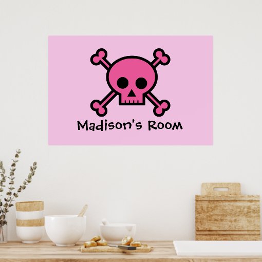 Pink Skull Custom Emo Bedroom Poster | Zazzle