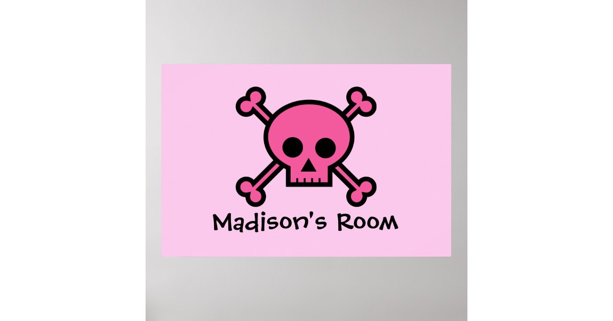 Pink Skull Custom Emo Bedroom Poster | Zazzle