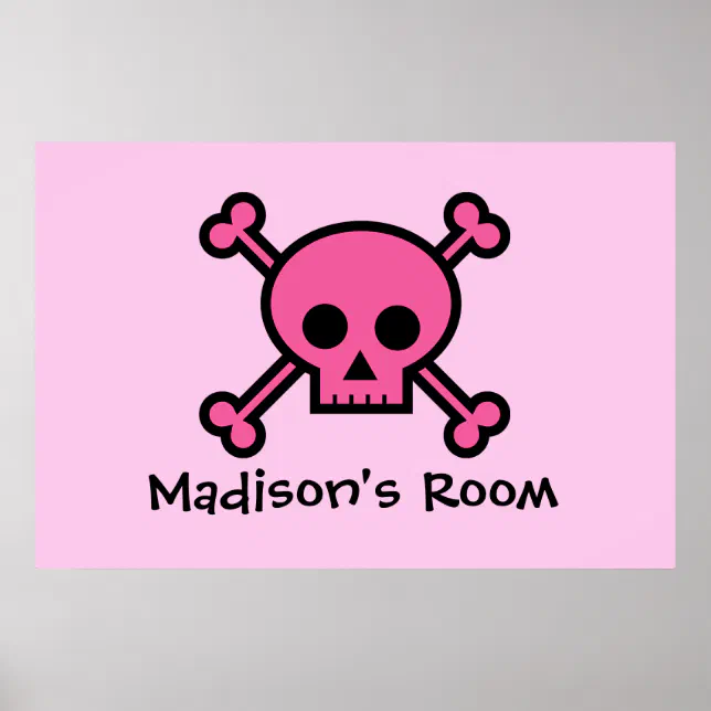 Pink Skull Custom Emo Bedroom Poster | Zazzle