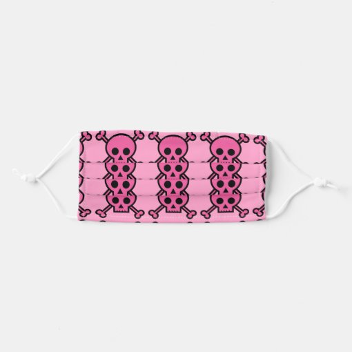 Pink Skull Emo Girl Adult Cloth Face Mask | Zazzle