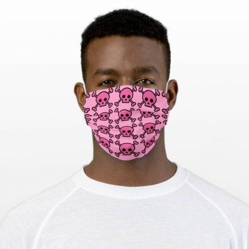 Pink Skull Emo Girl Adult Cloth Face Mask | Zazzle