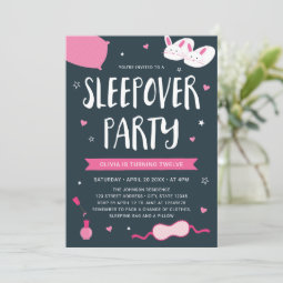Pink Sleepover Party Birthday Invitation | Zazzle