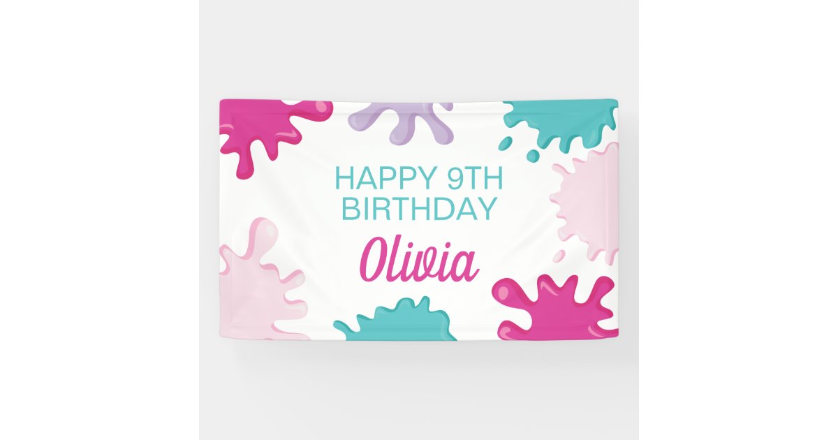 Pink Slime Birthday party Banner | Zazzle