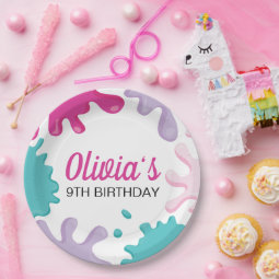 Pink Slime Birthday Party Paper Plates | Zazzle