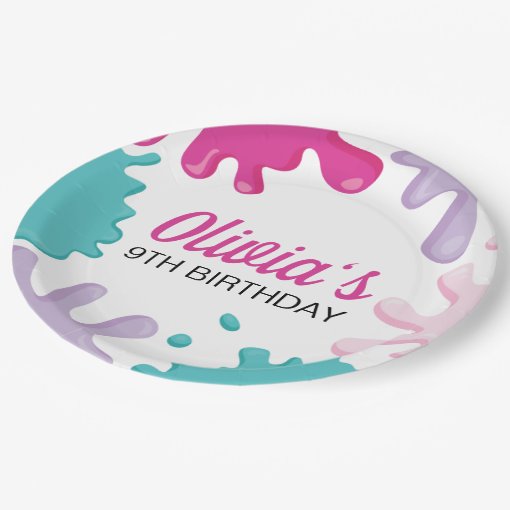 Pink Slime Birthday Party Paper Plates | Zazzle