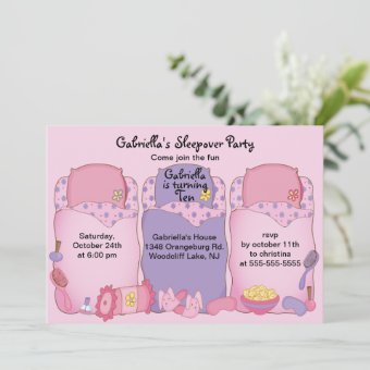 Pink Slumber Birthday Party Invitation | Zazzle