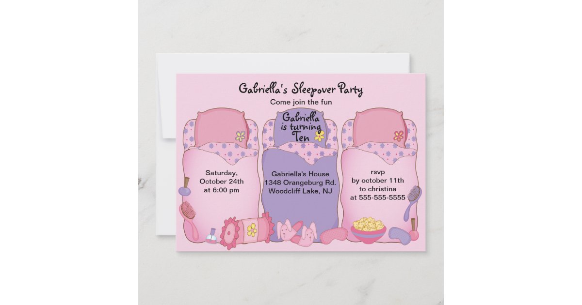 Pink Slumber Birthday Party Invitation | Zazzle