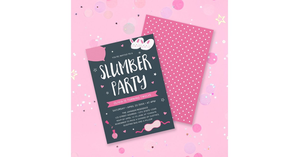 Pink Slumber Party Birthday Invitation | Zazzle