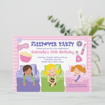 Pink Slumber Party Fun Birthday Invitation | Zazzle