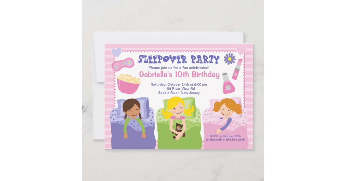 Pink Slumber Party Fun Birthday Invitation | Zazzle