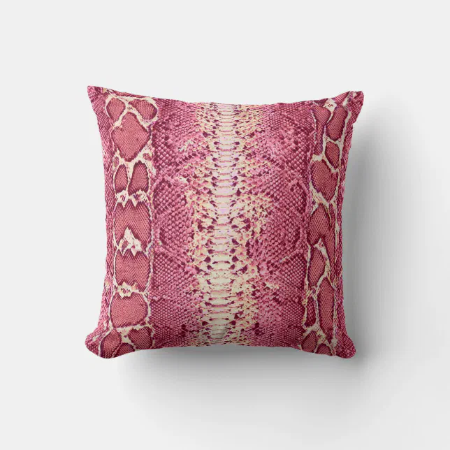 Pink Snake Skin Print #1 Throw Pillow | Zazzle
