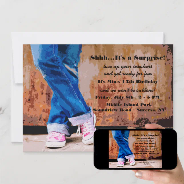 Pink Sneakers Invitation | Zazzle