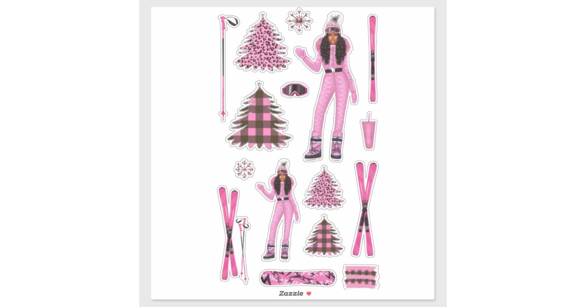 Pink Snow Bunny Ebony Fuller Shopp Sticker Decals | Zazzle