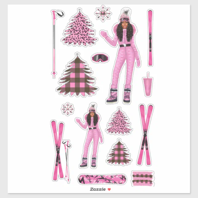Pink Snow Bunny Ebony Fuller Shopp Sticker Decals | Zazzle